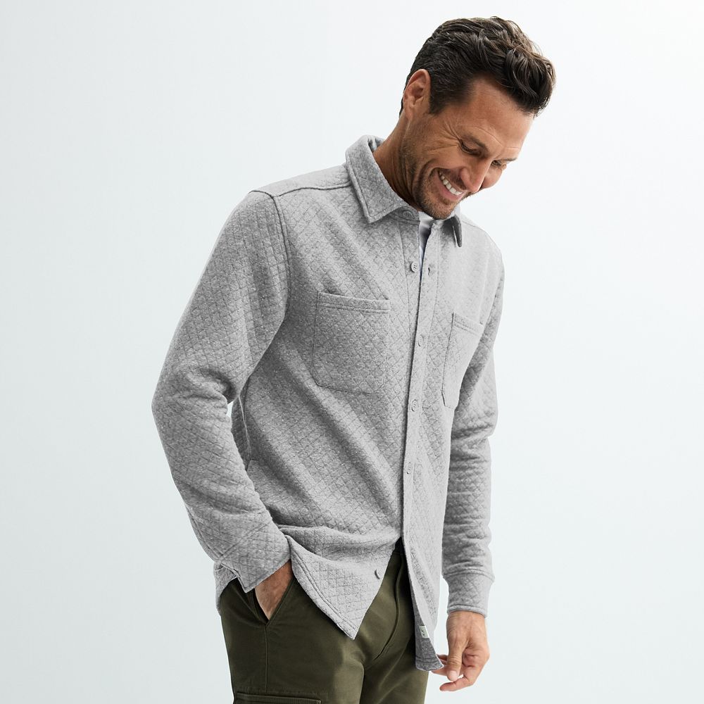 Men's London Fog Diamond Quilted Button Down Shacket