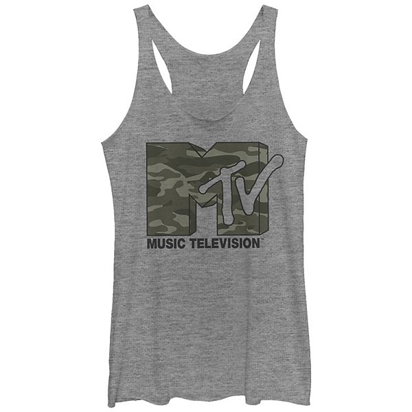 Juniors' MTV Camo Print Logo Racerback Tank Top