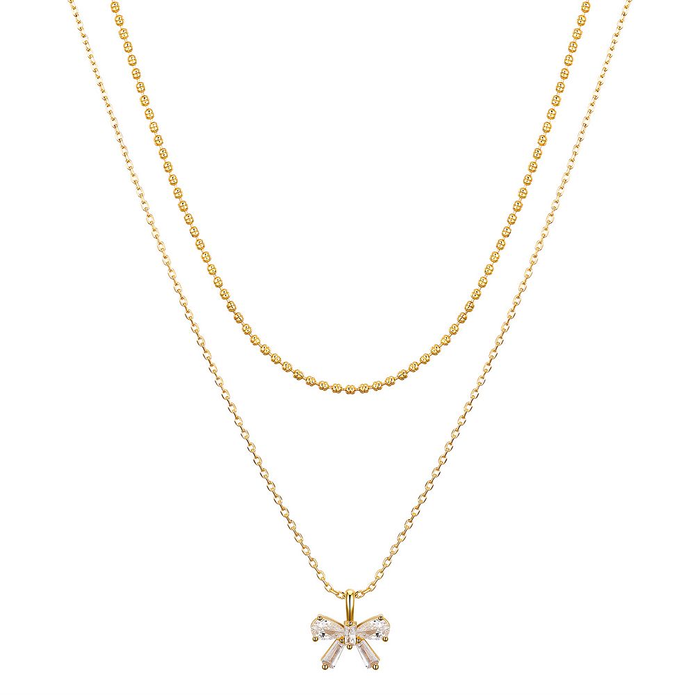 Love This Life® 14k Gold Flash Plated Cubic Zirconia Bow Pendant ...