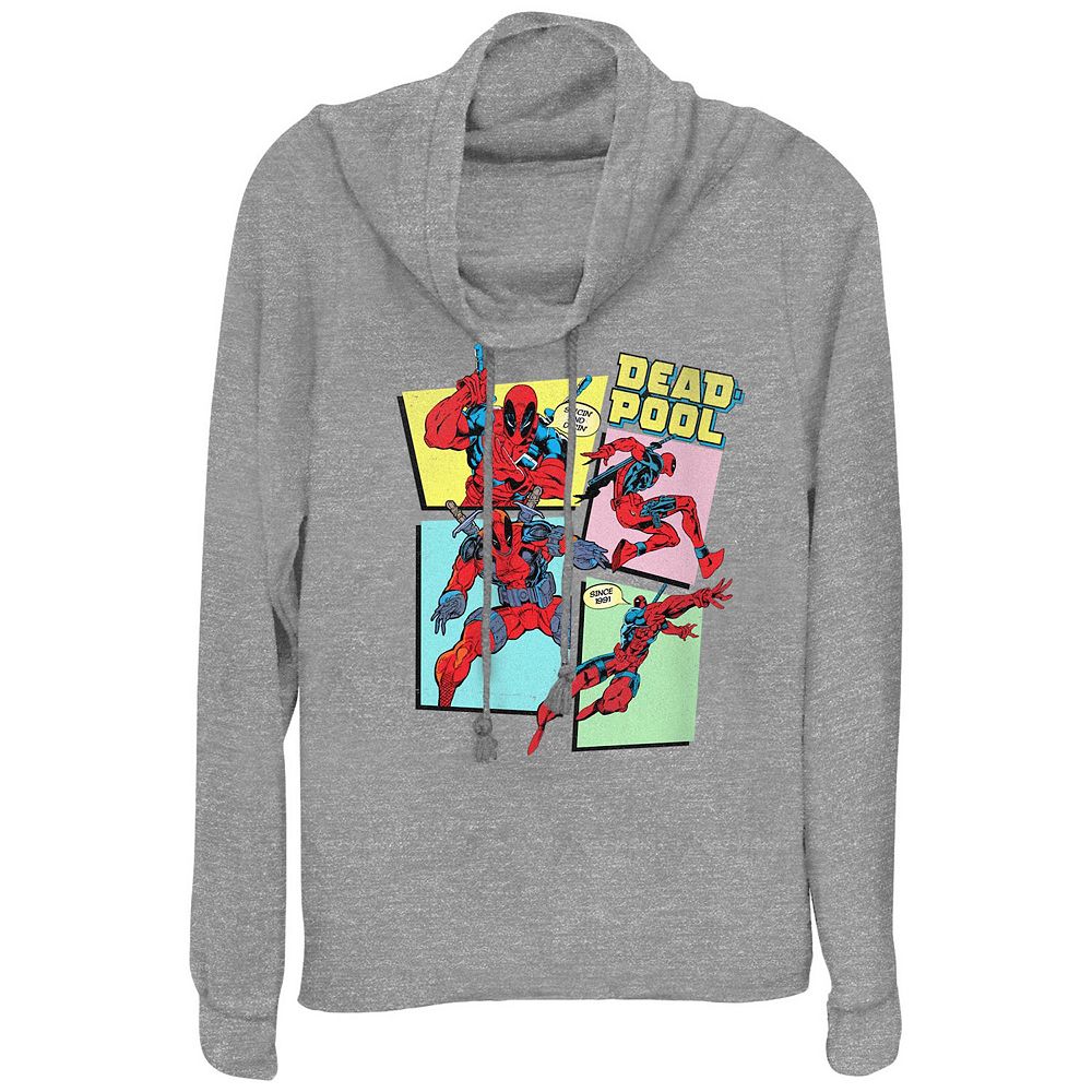 Women's Marvel Deadpool Comic Panels Cowlneck Graphic Lightweight Long ...