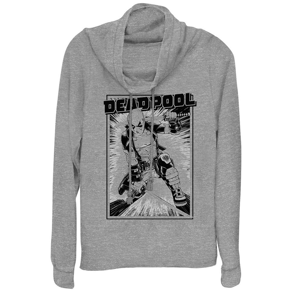 Plus Size Marvel Deadpool Samurai Stance Cowlneck Graphic Lightweight ...