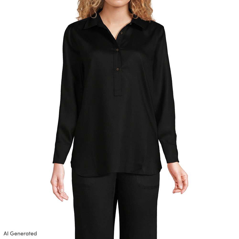 Women's Lands' End Button Front Popover Shirt