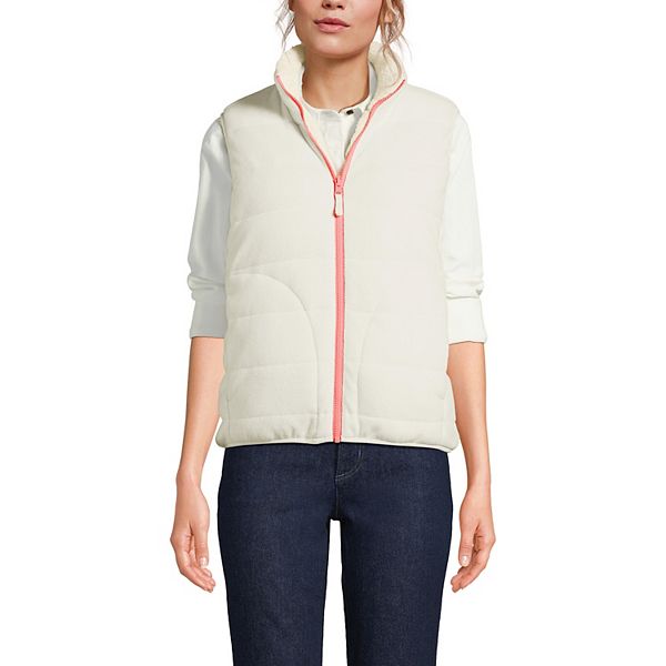 Women's Lands' End Reversible Quilted Fleece Puffer Vest