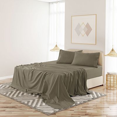 Lux Decor Collection 4 Piece Solid Sheets Luxury Deep Pocket Bed Sheets with Embroidery Pillowcases