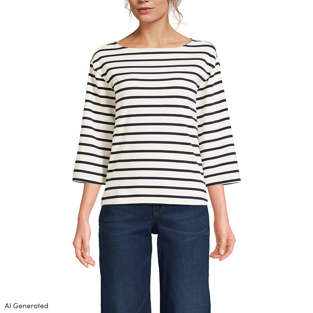 Women's Lands' End 3/4 Bell Sleeve Supima Cotton Tee