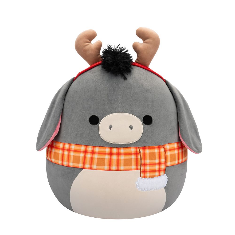 Squishmallows Jason - Grey Donkey with Antlers and Scarf
