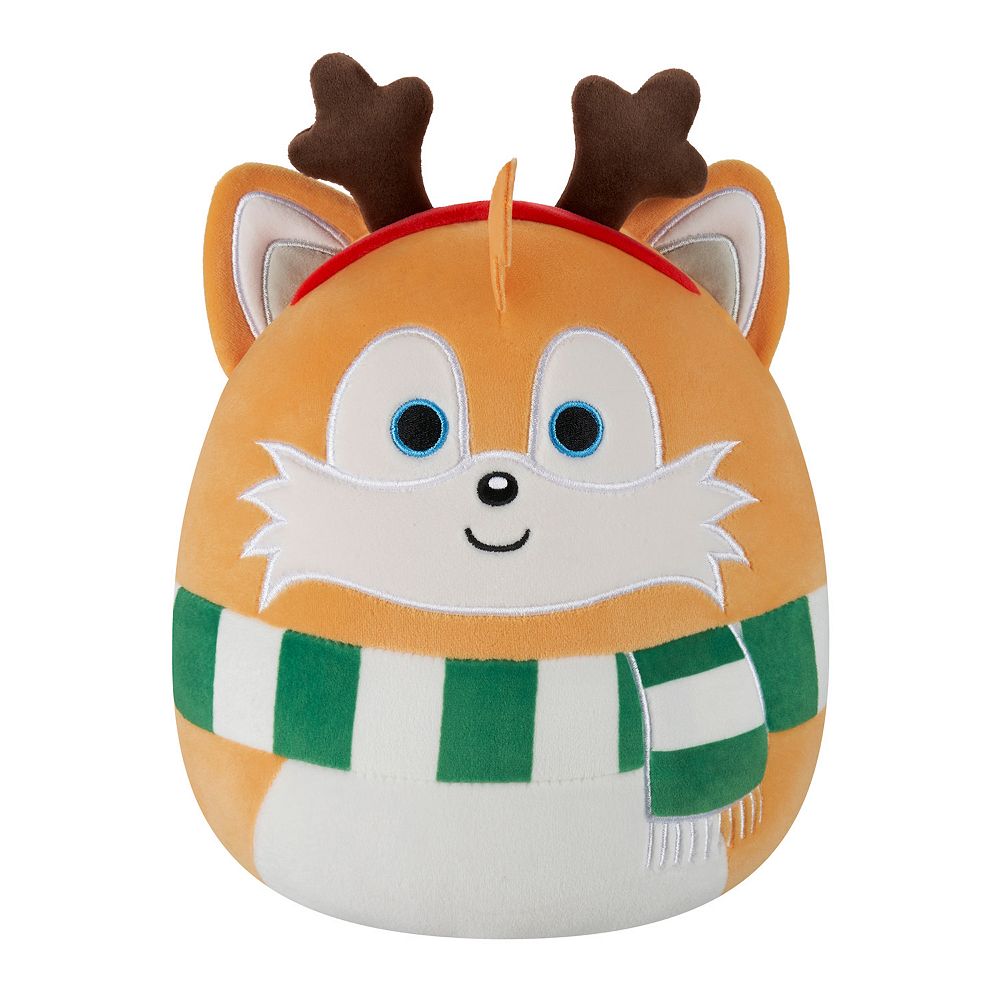 Squishmallows Sonic the Hedgehop Sega Christmas Tails Wearing Striped Scarf
