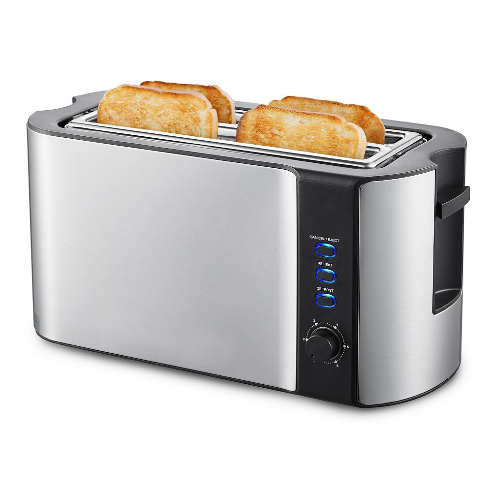 Elite Cuisine Stainless Steel 4 Slice Long Slot Toaster