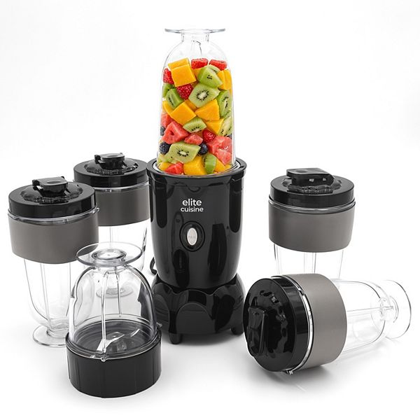 Elite Cuisine 17 Piece Personal Drink Blender with 4 x 16oz. Travel Cups
