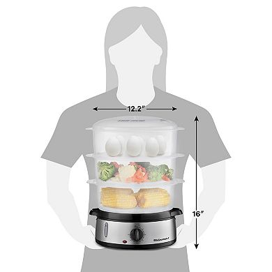 Elite Cuisine 9.5 Quart Stainless Steel 3-Tier Food Steamer