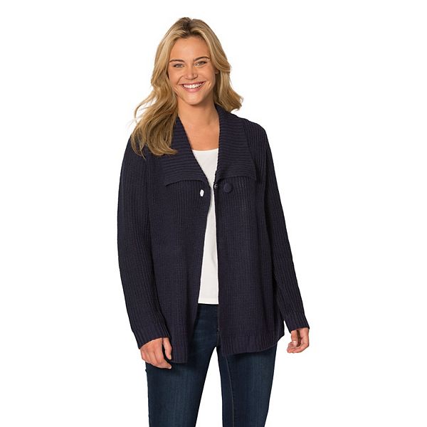 Woman Within Women's Plus Size Shawl Collar Shaker Sweater