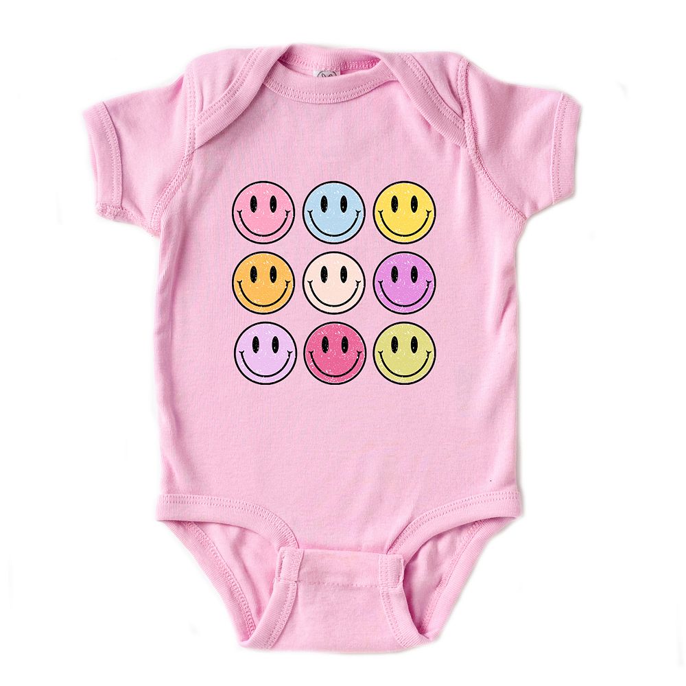 Colorful Smiley Face Distressed Baby Bodysuit