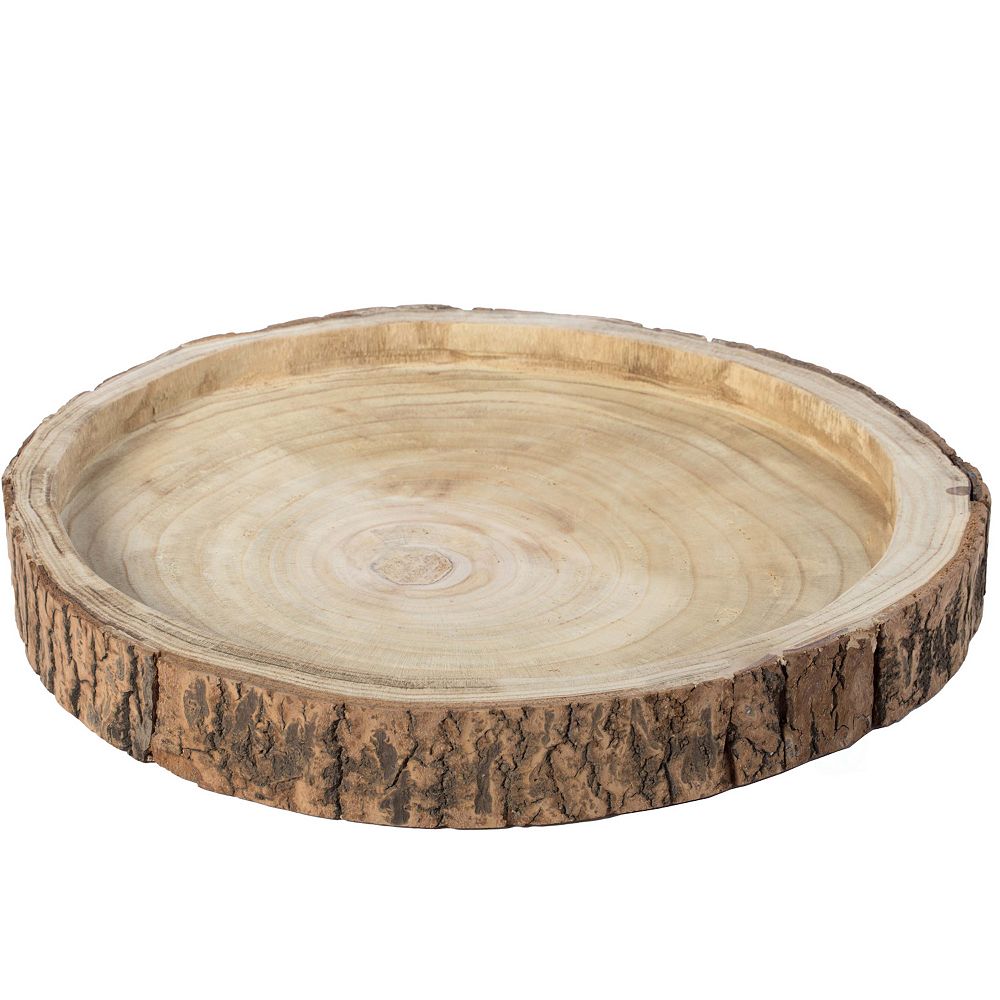 Wood Tree Bark Indented Display Tray Serving Plate Platter Charger