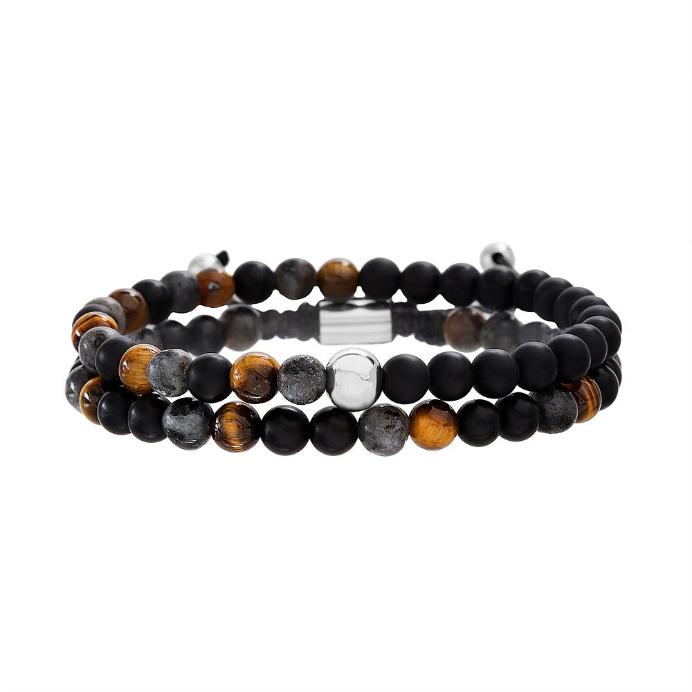 1913 Men's Multi Gemstone Bracelet Duo Set