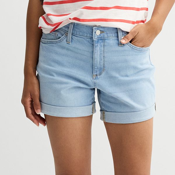 Women's Sonoma Goods For Life® Curvy Mid-Rise Roll Cuff Jean Shorts