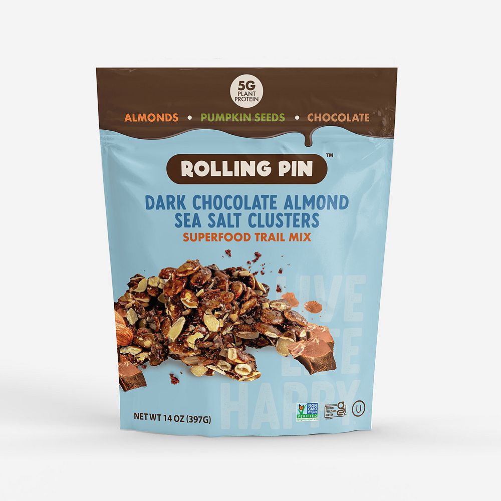 Rolling Pin Snacks 14 oz Dark Chocolate Almond Sea Salt Clusters ...