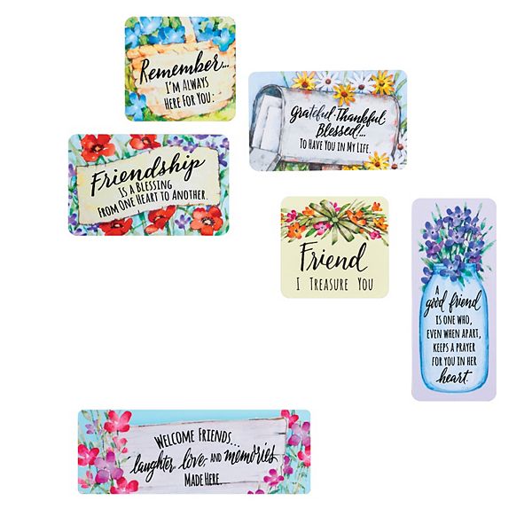 Collections Etc Floral Friendship Quotes Fridge Magnets - Set Of 6