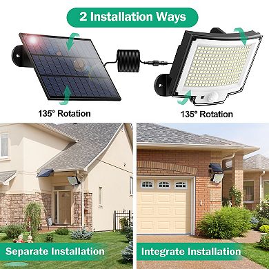 Black, Solar Powered Flood Light: Ip65 Waterproof Motion Sensor Wall ...