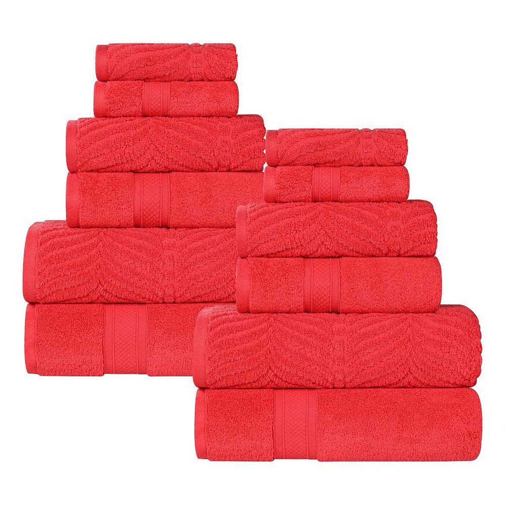 SUPERIOR 12-Piece Zero Twist Cotton Solid and Jacquard Chevron ...