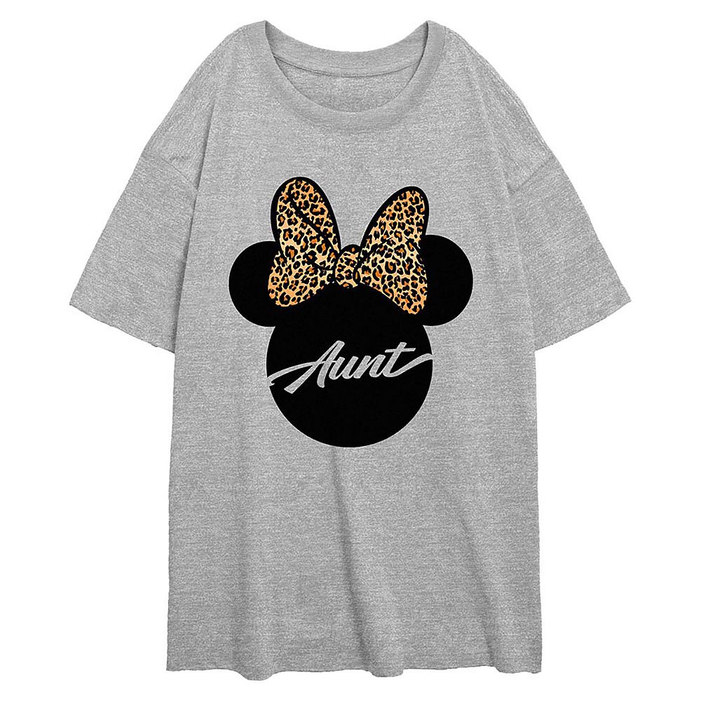 Disney's Minnie Mouse Leopard Print Bow Aunt Women's Oversized Graphic Tee