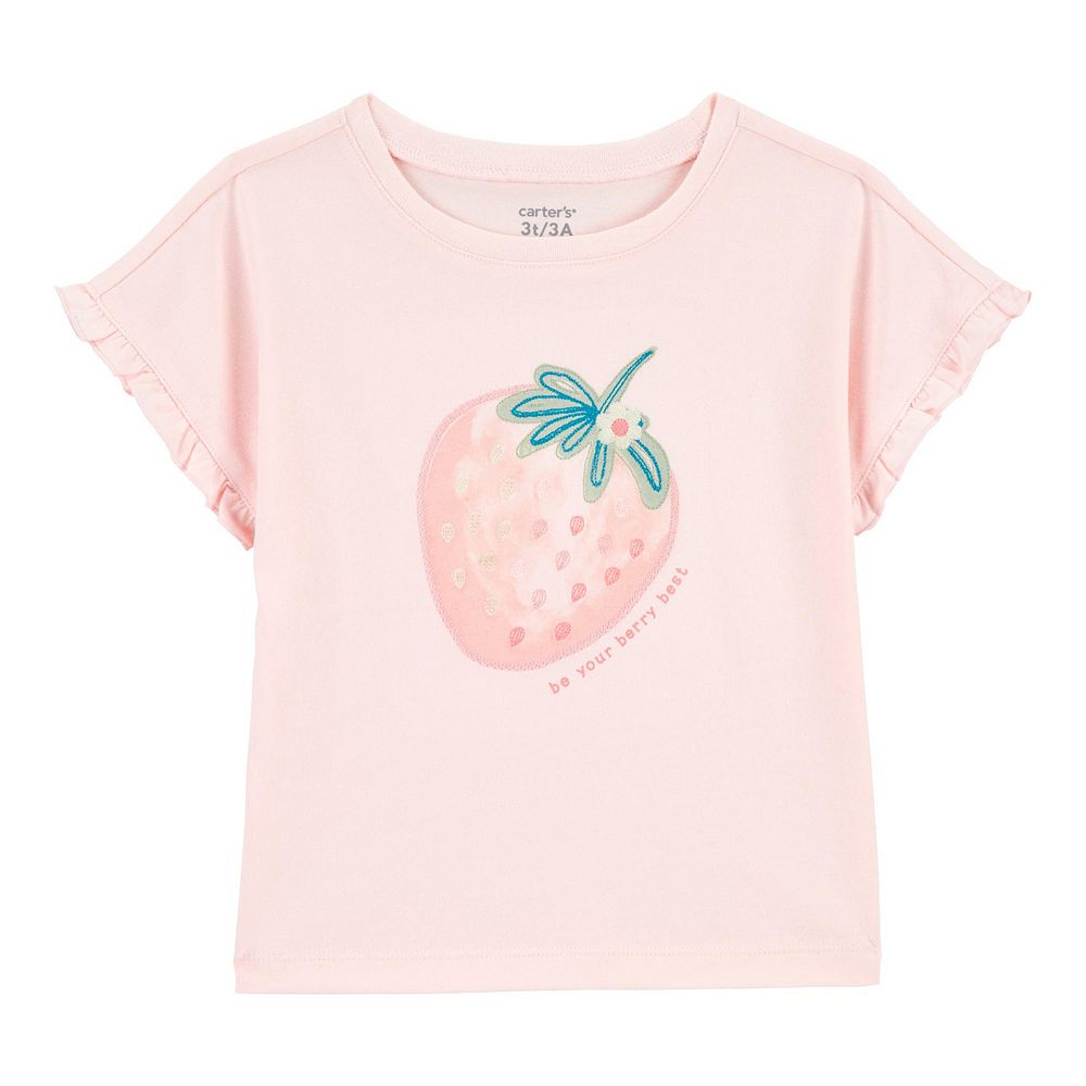 Toddler Girl Carter's Strawberry Ruffle Short Sleeve Graphic Tee
