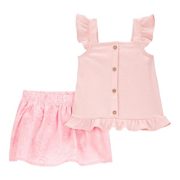Baby Girl Carter's Floral Print Skort and Crepe Ruffle Tank 2-Piece Set