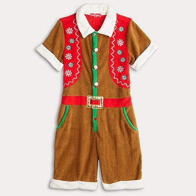 Men's Short Sleeve Gingerbread Man Romphim