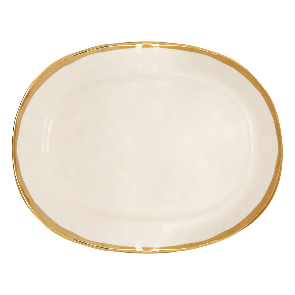 Home Essentials 16-in. Hammered Gold Finish Rim Oval Platter
