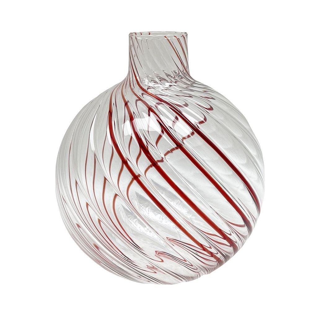 Everyday Decor Red Swirl Glass Vase