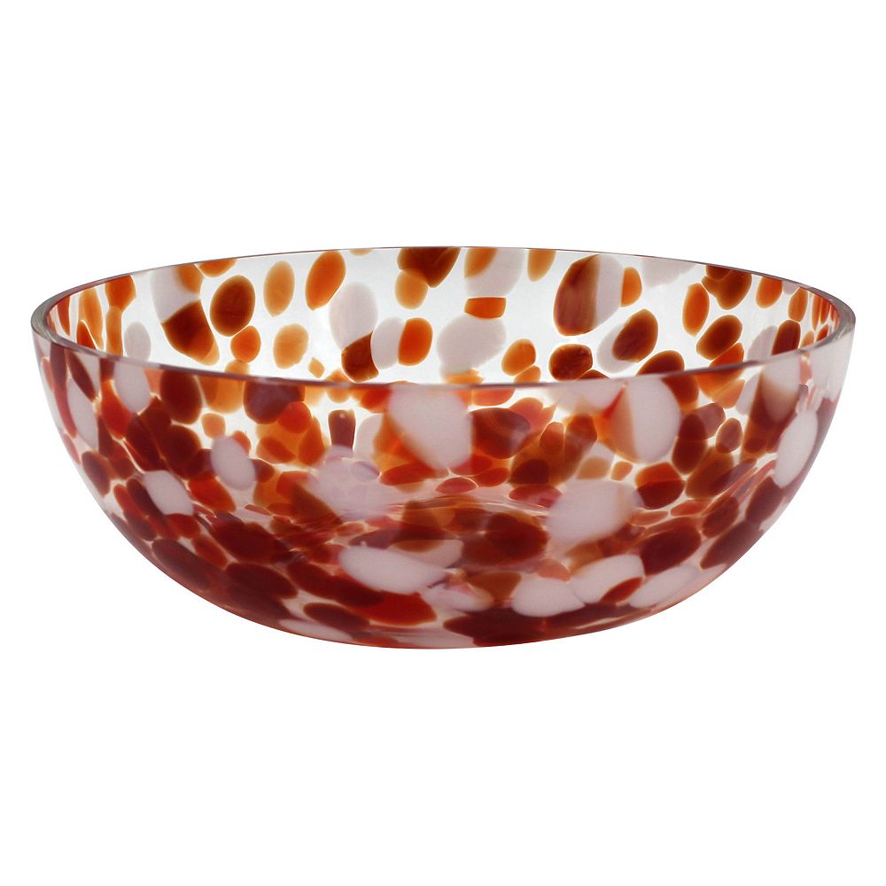 Everyday Decor Red Confetti Glass Bowl Table Decor