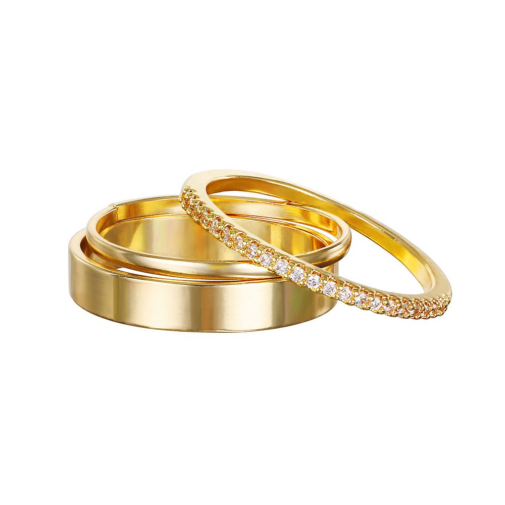 Emberly Gold Tone Band Ring Trio Set