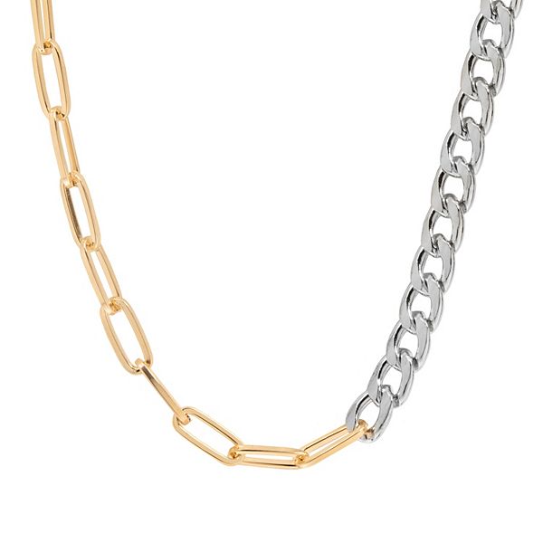 Emberly Two Tone Dual Chain Short Necklace