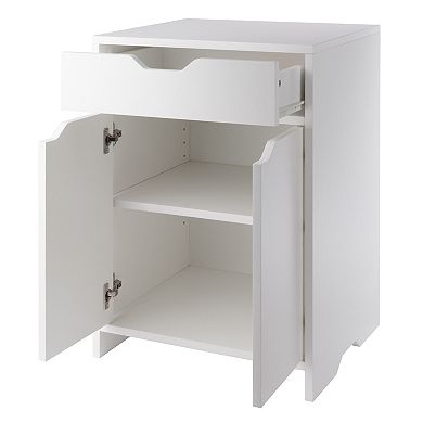 2-Shelf Storage Cabinet with Drawer and Cut-out handles