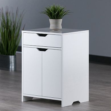 2-Shelf Storage Cabinet with Drawer and Cut-out handles