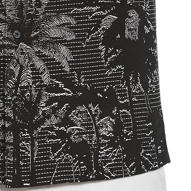 Men's Cubavera Geo Palms Print Short Sleeve Button-Down Shirt