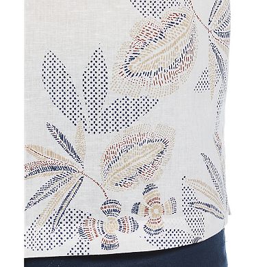 Men's Cubavera Linen Blend Floral Print Short Sleeve Button Down Shirt