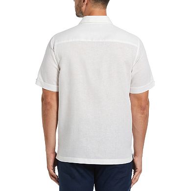 Men's Cubavera Linen Blend Floral Print Short Sleeve Button Down Shirt