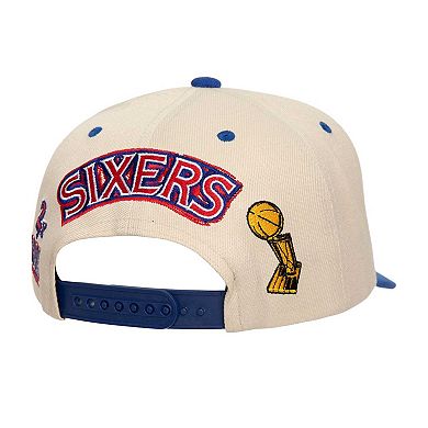 Men's Mitchell & Ness Cream/Royal Philadelphia 76ers 2x NBA Champions ...