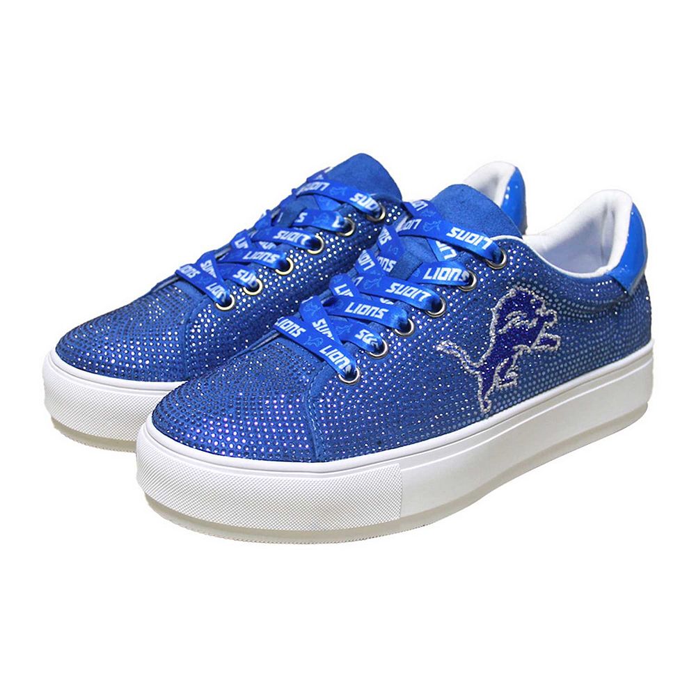 Women's Cuce Blue Detroit Lions Team Colored Crystal Sneakers