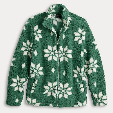 Men's Snowflake Print Sherpa Jacket