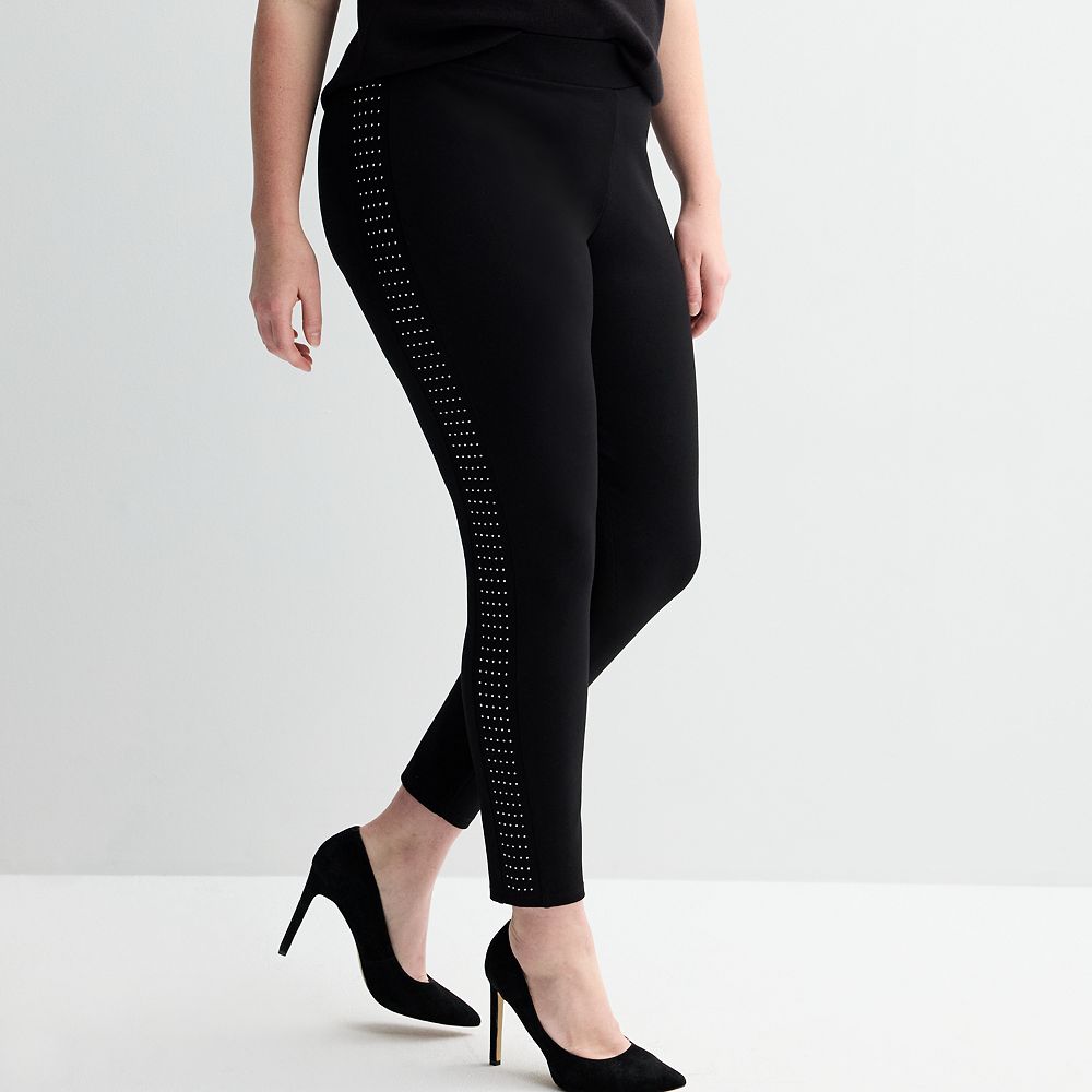 Plus Size Catherine Malandrino Pull On Side Trim Ponte Pants