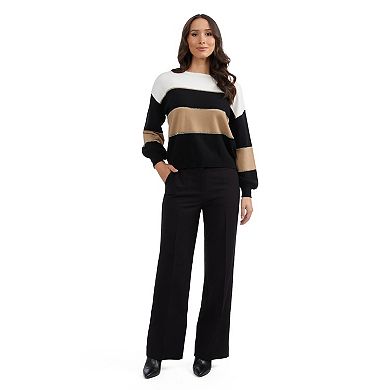 Women's Ellen Tracy Boatneck Colorblock Lurex Sweater