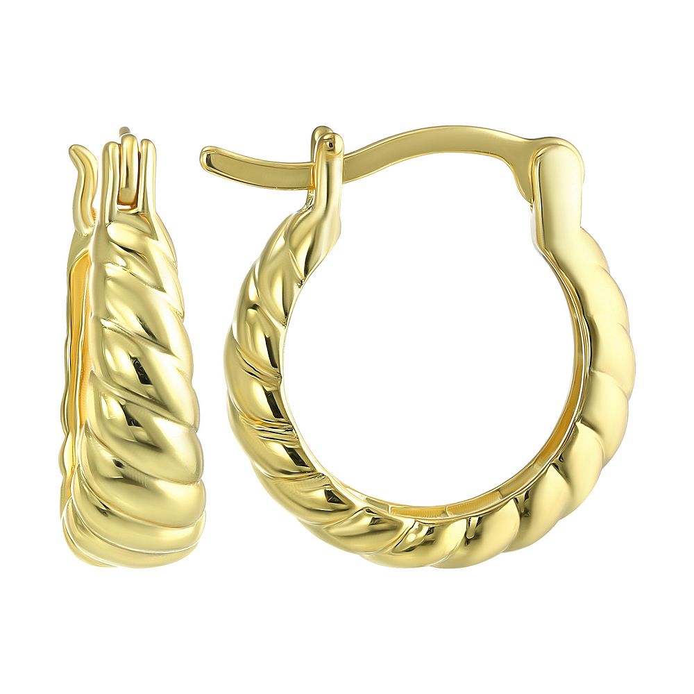 Taylor Grace 14k Gold Plated Tapered Shrimp Hoop Earrings