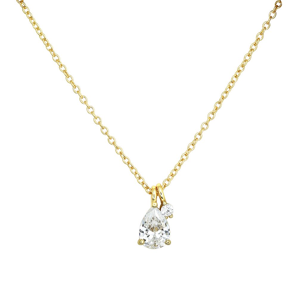 Taylor Grace 14k Gold Plated Pear Cubic Zirconia Pendant Necklace