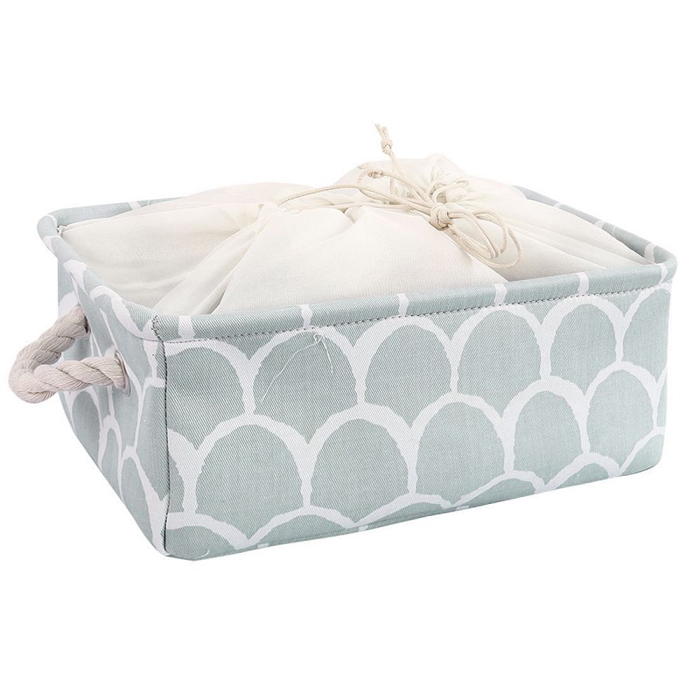 Storage Basket Bin with Cotton Handles, Fabric Storage for Clothes Towel