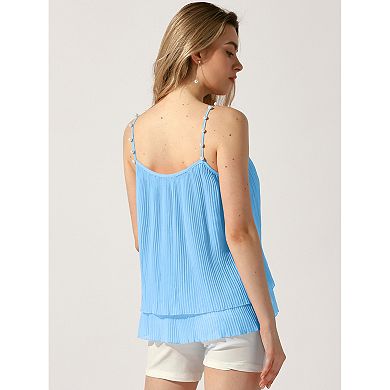Tank Tops For Women's Double-layer Pleated Ruffle Summer Casual ...