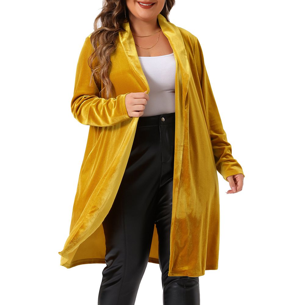 Women's Plus Size Cardigan Open Front Lightweight Long Sweaters Velvet ...