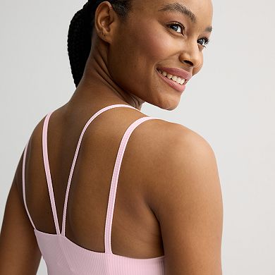 Tek Gear® Strappy Low-Impact Longline Ribbed Sports Bra