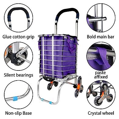 Stair Climber Foldable Cart Shopping Grocery Transport Up To 110 Pounds