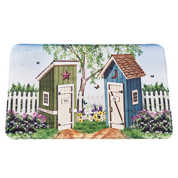 Collections Etc His & Hers Garden Outhouse Scene Skid-Resistant Bath ...